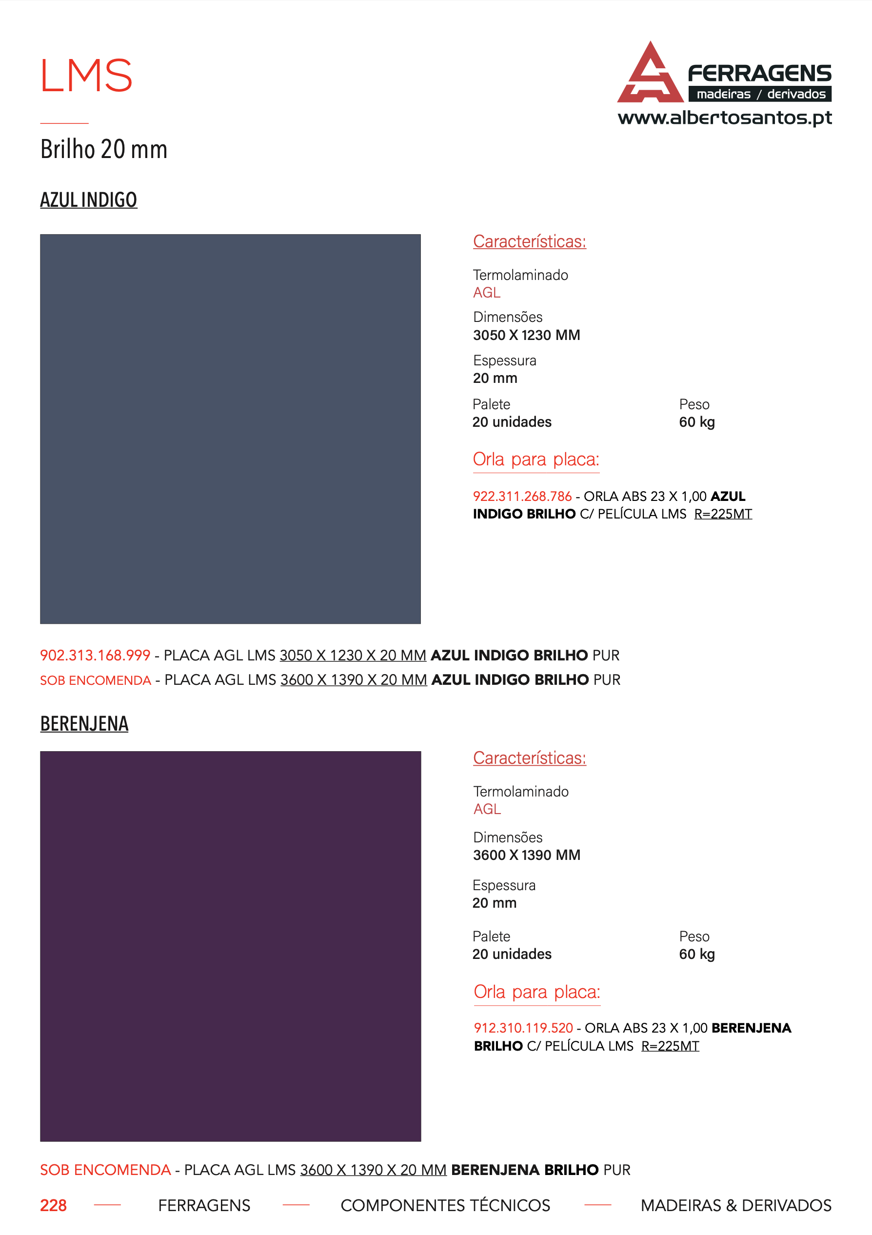 PLACA LMS AZUL INDIGO BRILHO PUR - Alberto Santos