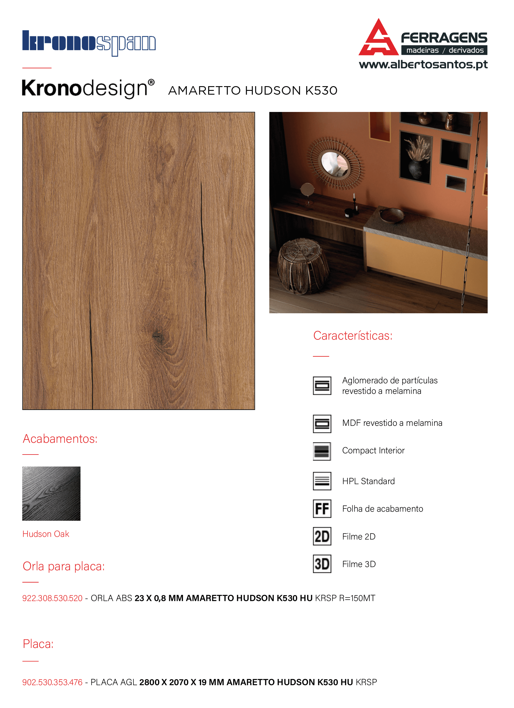 KRONOSPAN AMARETTO HUDSON K530 - Alberto Santos