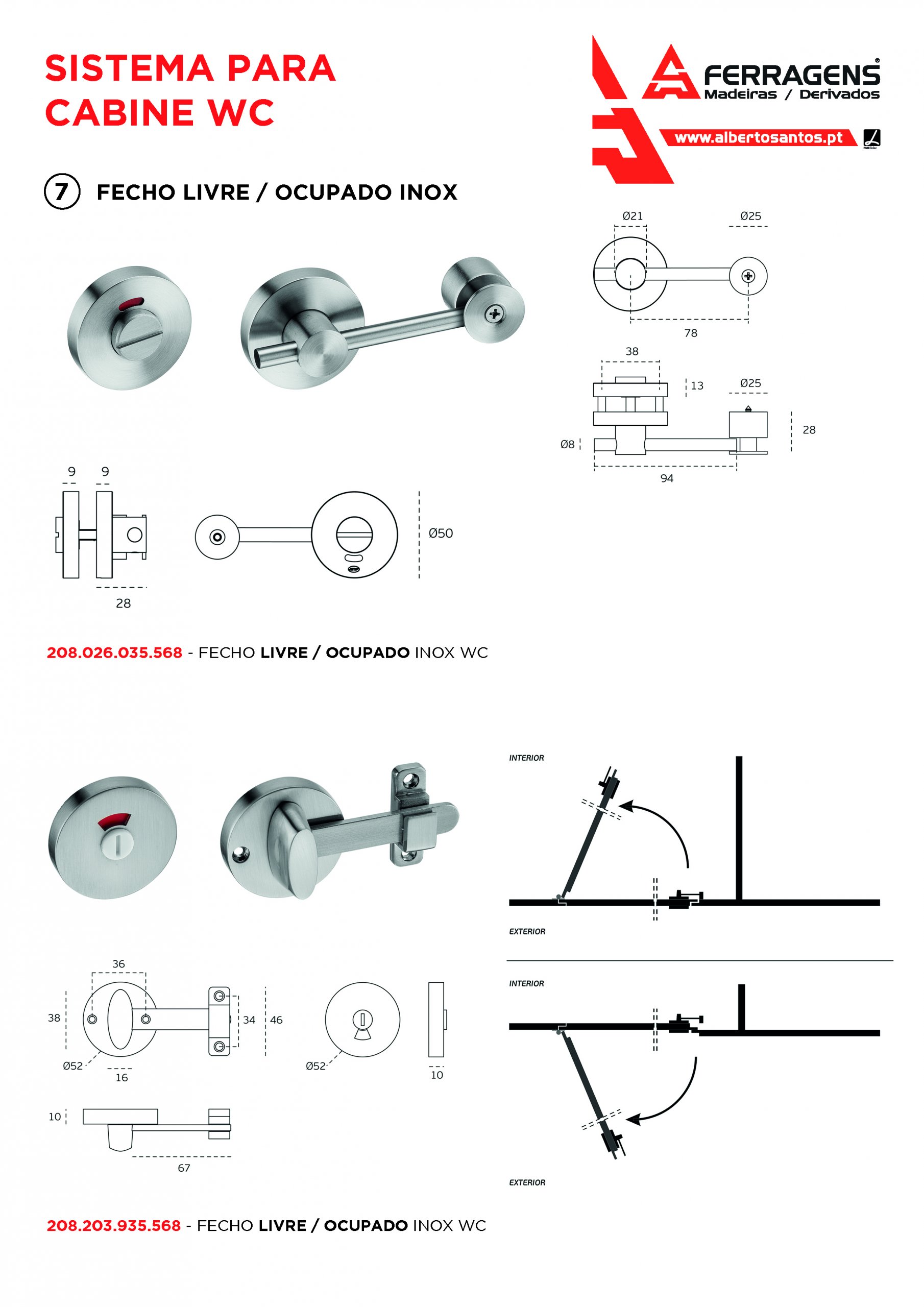 FECHO LIVRE / OCUPADO INOX WC - Alberto Santos